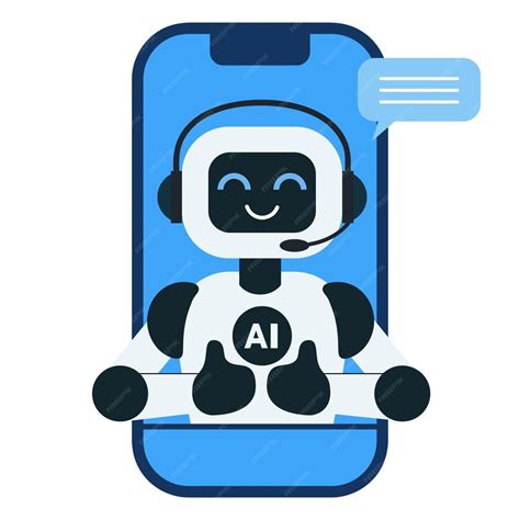 Premium Vector Cute Chat Bot Robot Shows Thumbs Up On The Phone