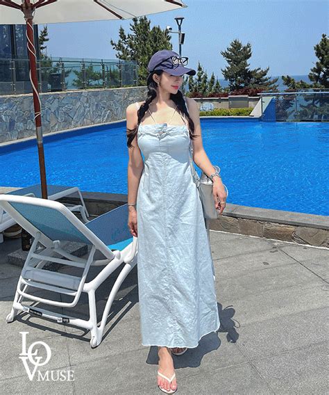 럽뮤즈 [🌴반응폭발 꼭소장ෆ] 여리 멜빵 로우 롱원피스 Ops
