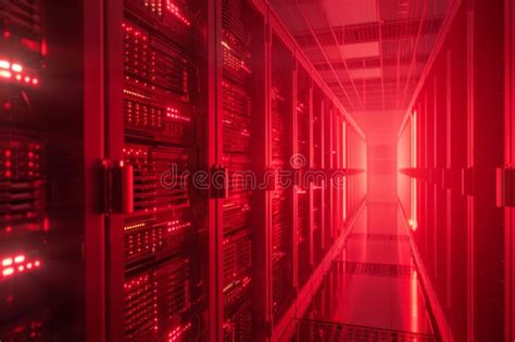 Shot Of Data Center With Multiple Rows Of Fully Operational Server Racks Neural Network Ai