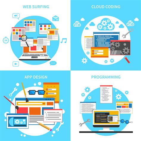 Web Development Concept Icons Set 478699 Vector Art At Vecteezy