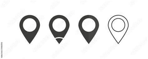 Map Pointer Set Of Black Map Pin Map Pointer Icons Isolated On White Background Vector