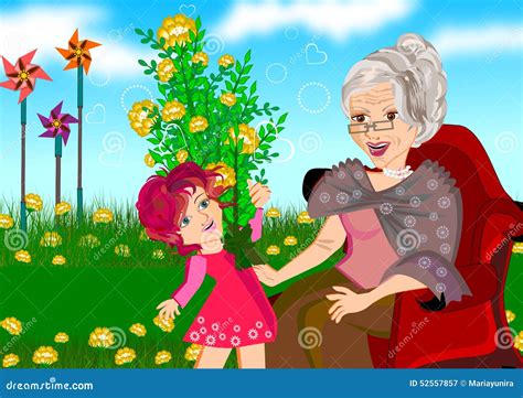 Grandmother And Granddaughter Stock Illustration Illustration Of