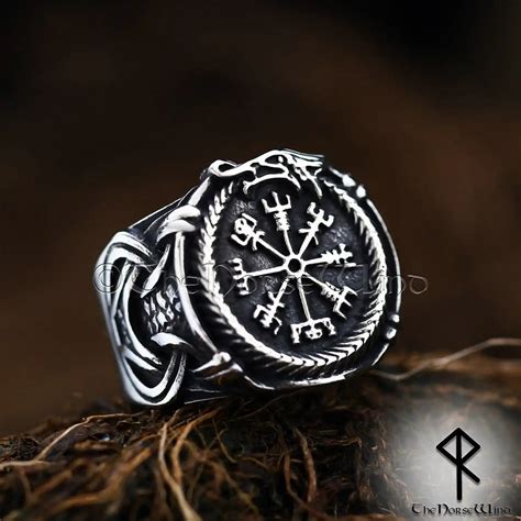 Vegvisir Viking Compass Ring Solid Stainless Steel The Norse Wind