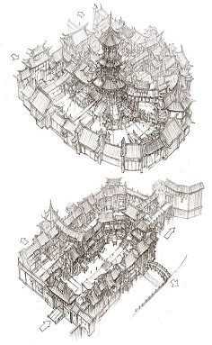 建筑线稿 花瓣网 陪你做生活的设计师 优秀场景线稿