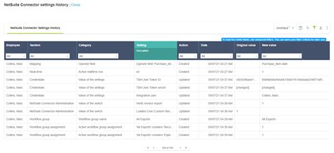 Netsuite Applications Suite Reviewing Netsuite Connector Settings History