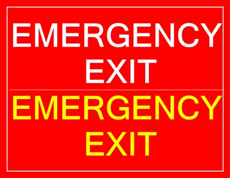 Printable Emergency Exit Sign Template Free Download