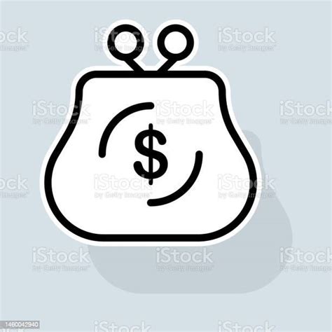 달러 라인 아이콘이 있는 지갑 저축 돈 현금 지폐 동전 환전 예금 캐쉬백 돈 개념입니다 흰색 배경에 벡터 스티커 선 아이콘 100에 대한 스톡 벡터 아트 및 기타 이미지