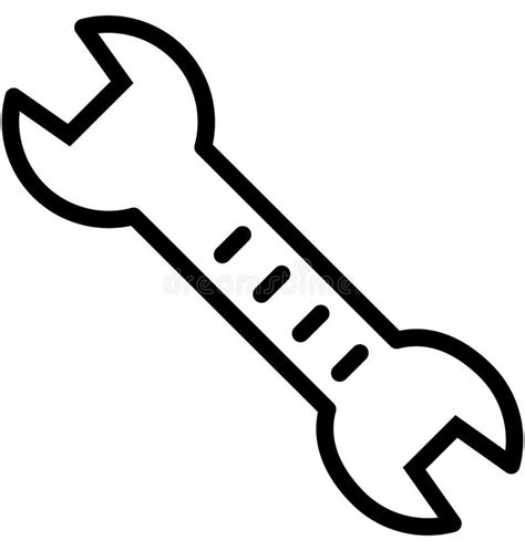 Spanner Outline And Filled Isolated Vector Icon That Can Be Easily