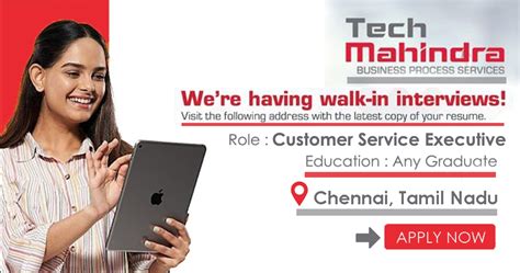 NEW JOBS UPDATES Tech Mahindra Walkin Drive Customer Support Voice Process Chennai