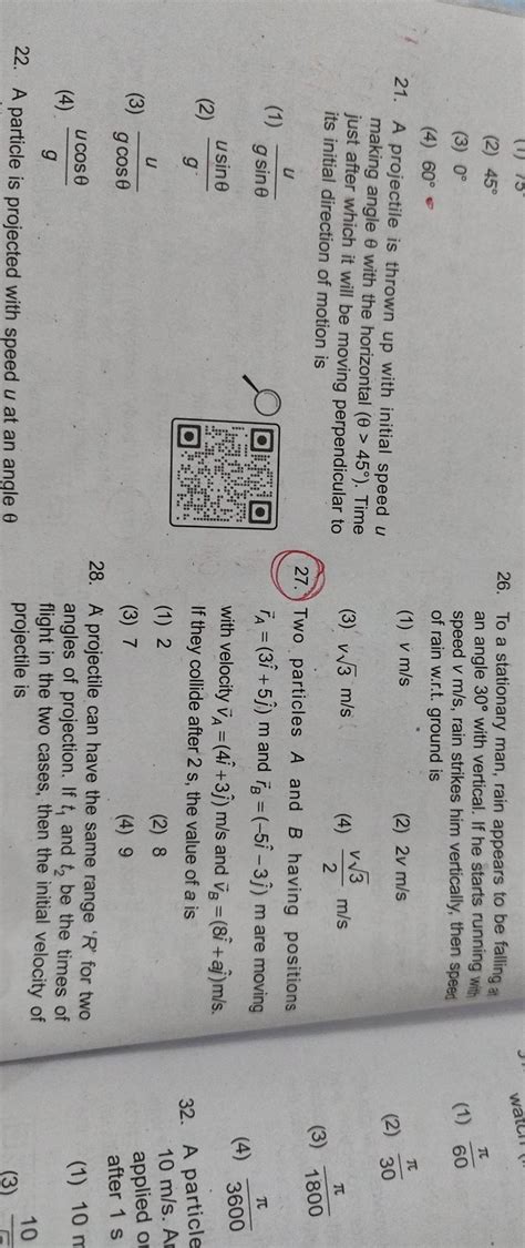 A Projectile Is Thrown Up With Initial Speed U Filo