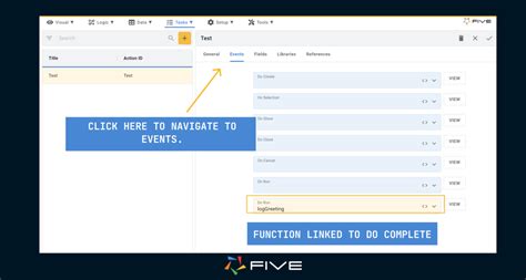 javascript and typescript how to use functions inside five