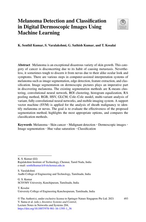 Pdf Melanoma Detection And Classification In Digital Dermoscopic Images Using Machine Learning