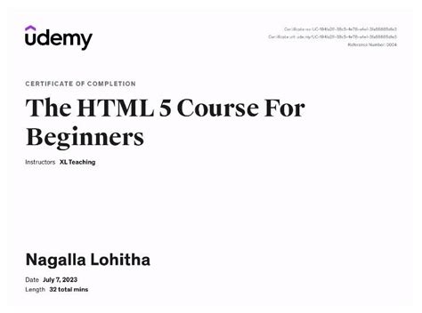 Lohitha Nagalla On Linkedin Ive Completed Html5 Beginners Course On Udemy