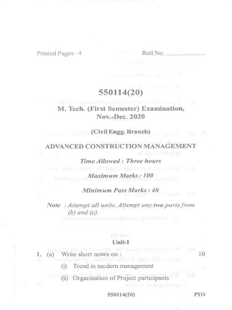 Mtech 1 Sem Ce Advanced Construction Management 550114 Dec 2020 Pdf