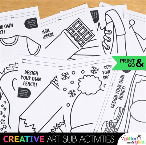 Design Your Own Elementary Art Worksheets Easy Art Sub Plans