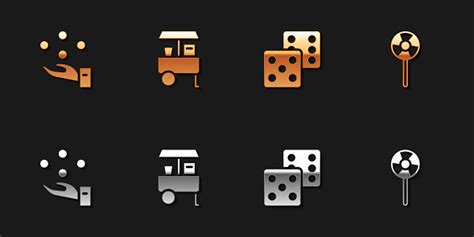 저글링 공 패스트 스트리트 푸드 카트 게임 주사위 및 롤리팝 아이콘을 설정합니다 벡터 가능성에 대한 스톡 벡터 아트 및 기타