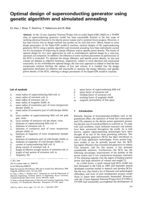 Pdf Optimal Design Of Superconducting Generator Using Genetic