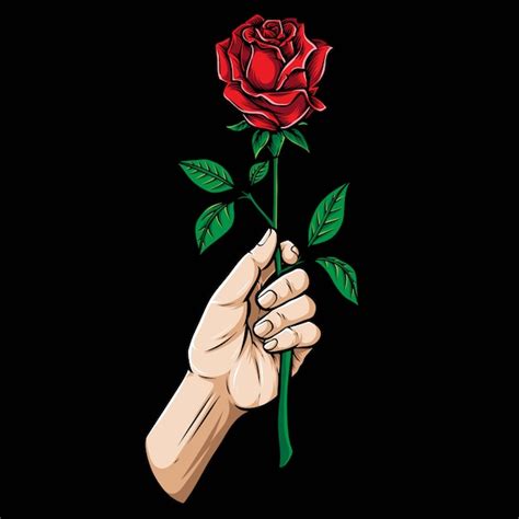 Premium Vector Hand Holding Rose Illustration