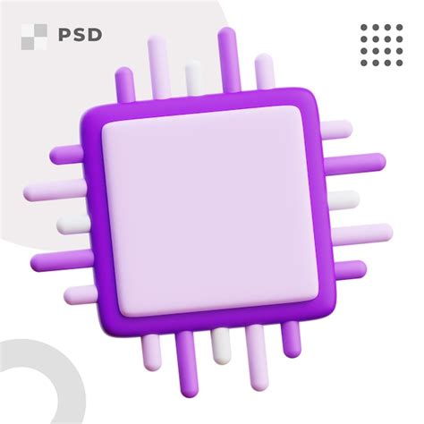 컴퓨터 칩의 3d 렌더링 그림 프리미엄 Psd 파일