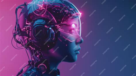 Premium Photo A Cybernetic Robot With Artificial Intelligence Based On A Neural Network