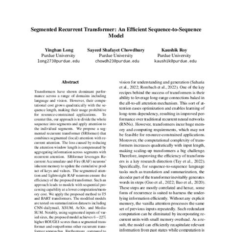 segmented recurrent transformer an efficient sequence to sequence