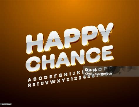 벡터 세련된 배너 해피 찬스 흰색과 황금 알파벳 문자와 숫자 컴퓨터 글자에 대한 스톡 벡터 아트 및 기타 이미지 컴퓨터 글자 로고 복권 Istock