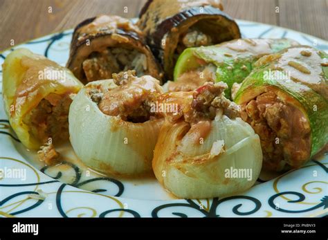 Iraqi Dolma Consisting Of Various Stuffed Vegetables Middle Eastern
