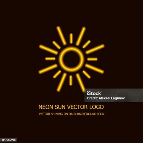 벡터 네온 태양 로고 템플릿 밝은 노란색 빛 빛나는 아이콘입니다 0명에 대한 스톡 벡터 아트 및 기타 이미지 0명 관광 노랑 Istock