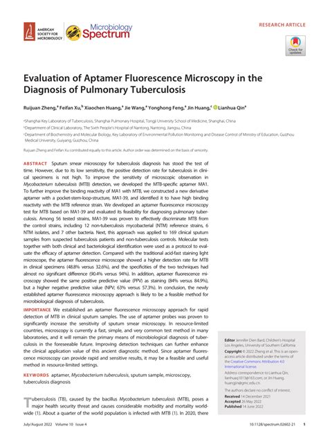 Pdf Evaluation Of Aptamer Fluorescence Microscopy In The Diagnosis Of