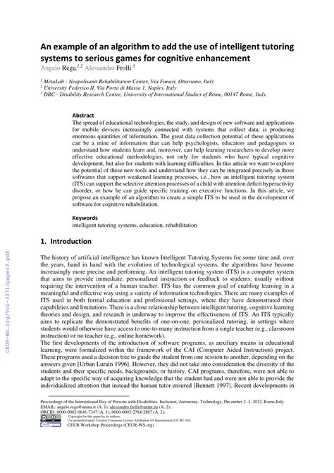 pdf an example of an algorithm to add the use of intelligent tutoring
