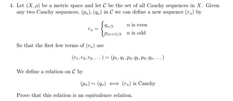 Solved 4 Let Xρ Be A Metric Space And Let C Be The Set