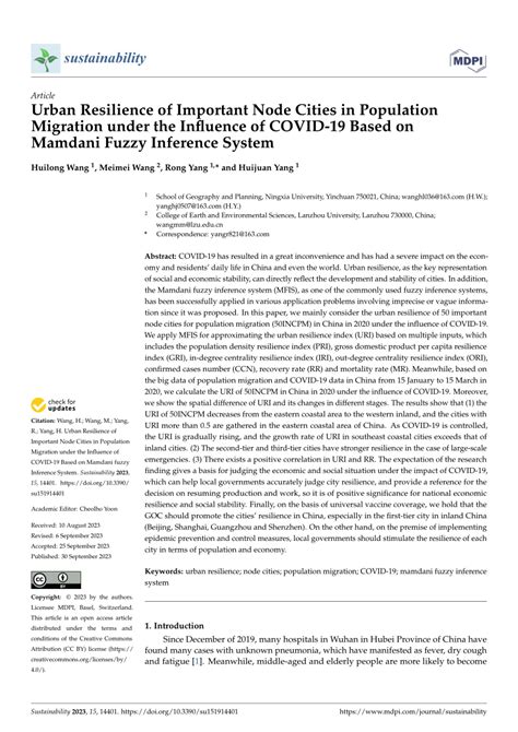 Pdf Urban Resilience Of Important Node Cities In Population Migration Under The Influence Of