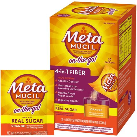 Metamucil Multi Health Psyllium Fiber Supplement Powder With Real Sugar