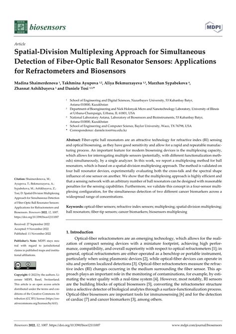 PDF Spatial Division Multiplexing Approach For Simultaneous Detection