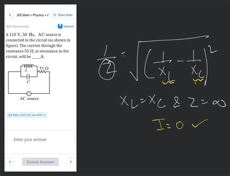 A 110 Mathrm{v} 50 Mathrm{hz} Ac Source Is Connected In The Circuit