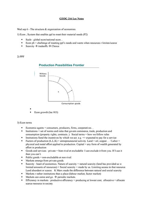 Geog 216 Lec Notes Geog 216 Lec Notes Wed Sep 6 The Structure And Organization Of Economies
