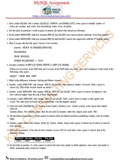 Sql Assessment Pdf Pdf Software Engineering Sql