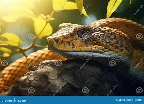 Dangerous Venomous Poisonous Snake Animal With Sharp Gaze Focus