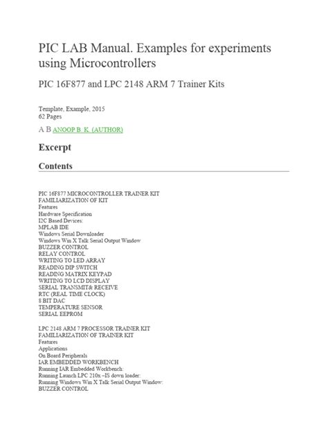 Pic Lab Manual Pdf Microcontroller Embedded System