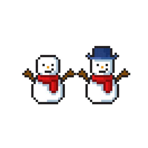 Snowman In Pixel Art Style 21195033 Vector Art At Vecteezy