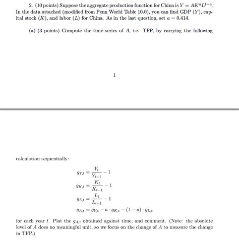 Solved 10 ﻿points ﻿suppose The Aggregate Production