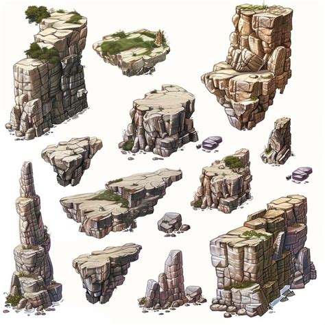 Mulitple Item Spritesheet Side View Cliff Edge Tiles Premium Ai Generated Vector