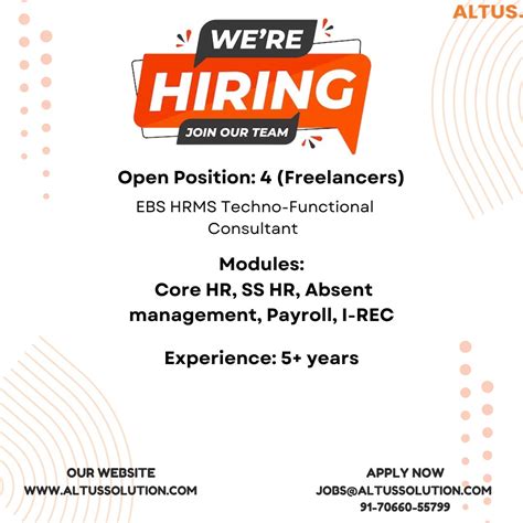 Jobopening Hrms Technofunctional Consultant Altusmindstream… Altus Mindstream Innovation