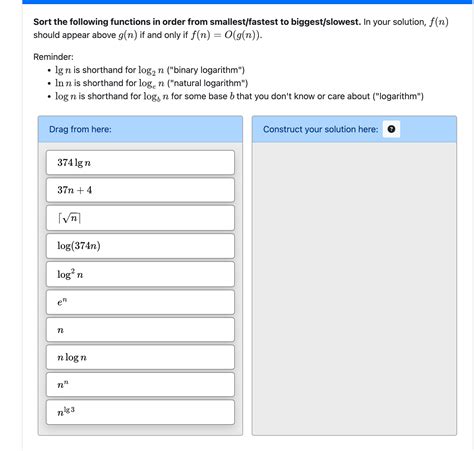 Solved Sort The Following Functions In Order From Smalle