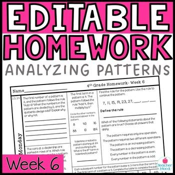 4th Grade Math Homework Week 6 More Generating Analyzing Patterns