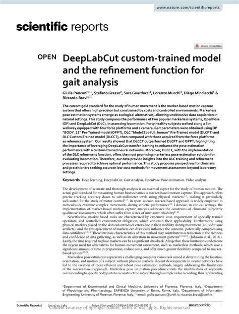 PDF DeepLabCut Custom Trained Model And The Refinement Function For Gait Analysis