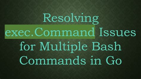 Resolving Execcommand Issues For Multiple Bash Commands In Go Youtube