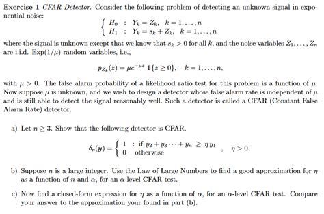 Solved Cfar Detector Consider The Following Problem Of