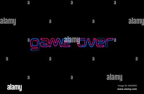 Looped Animated Game Over Text With Neon Effect 2d Game Over Motion Graphics Stock Video