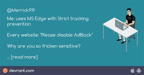 Adblock Me Uses Ms Edge With Strict Tracking Prevention Every Website Please Disable